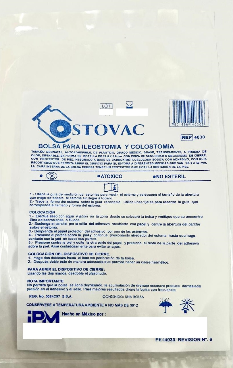 Bolsa Drenable Transparente Tamaño Neonatal con Barrera Plana ...